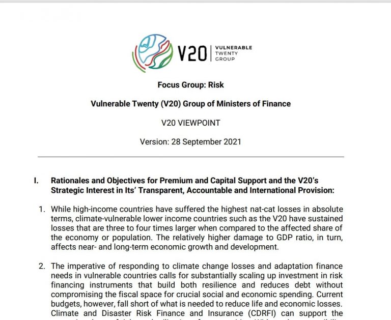 V20 Viewpoint on Premium and Capital Support - V20: The Vulnerable ...