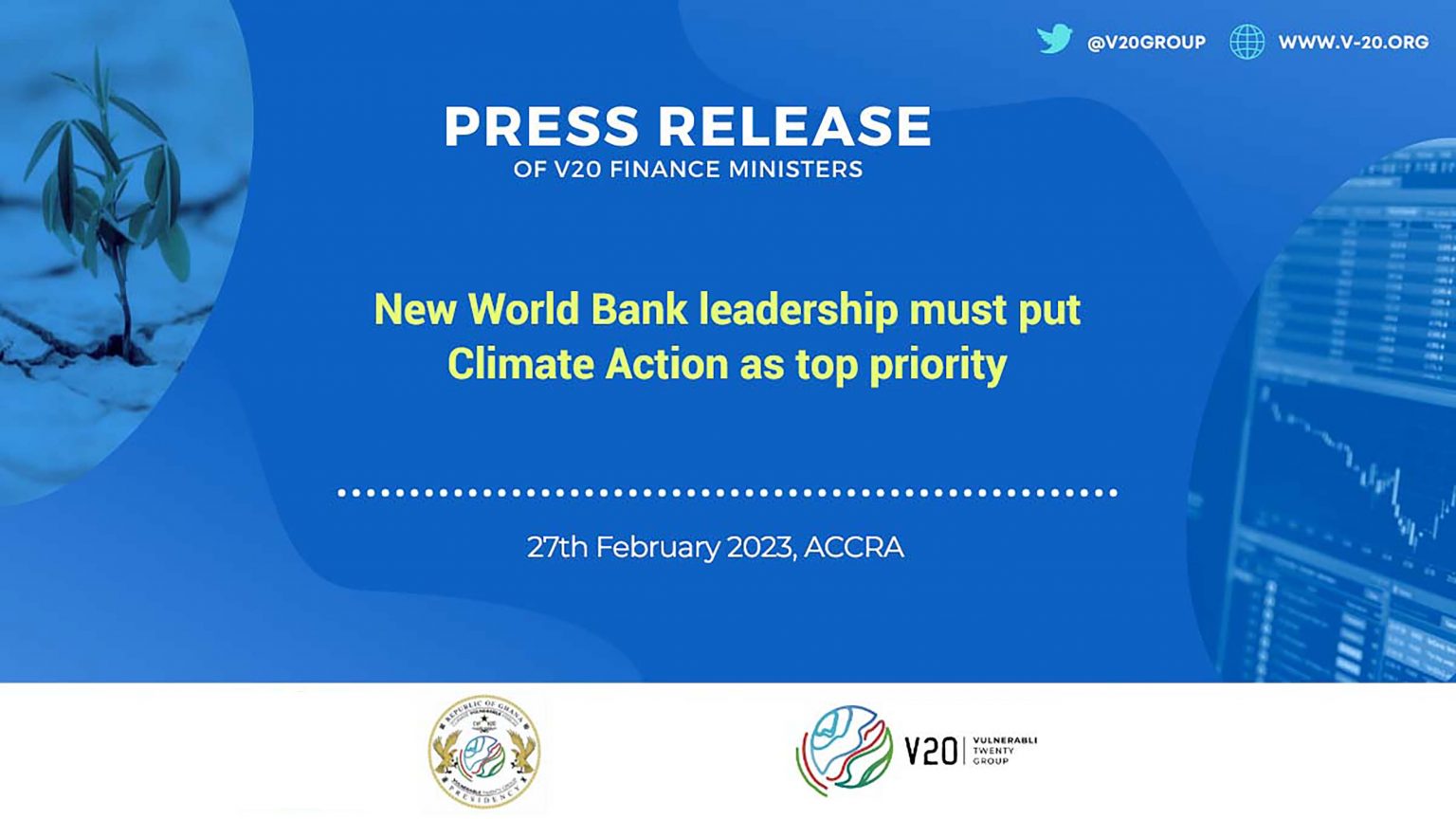 New World Bank leadership must put Climate Action as top priority - V20 ...